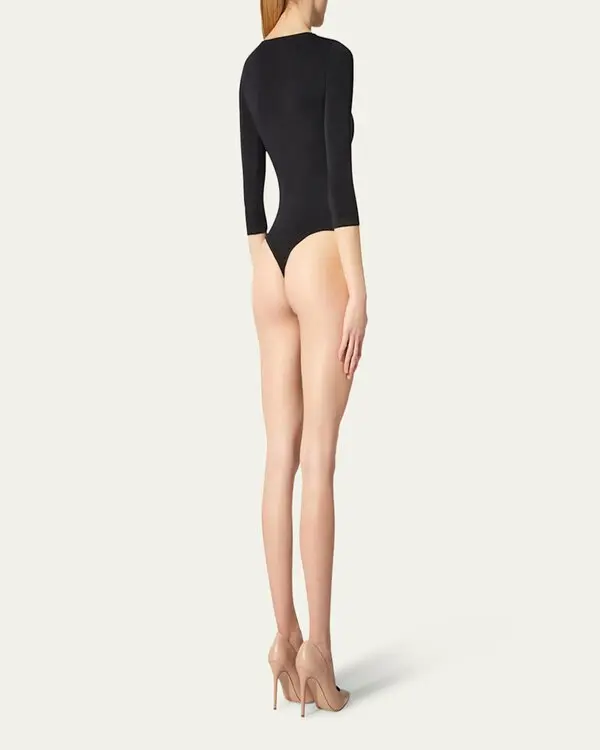 Wolford Tokio 3/4-sleeve String Bodysuit - Black
