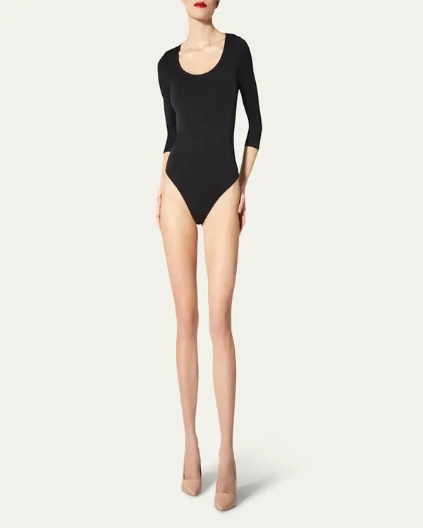 Wolford Tokio 3/4-sleeve String Bodysuit - Black