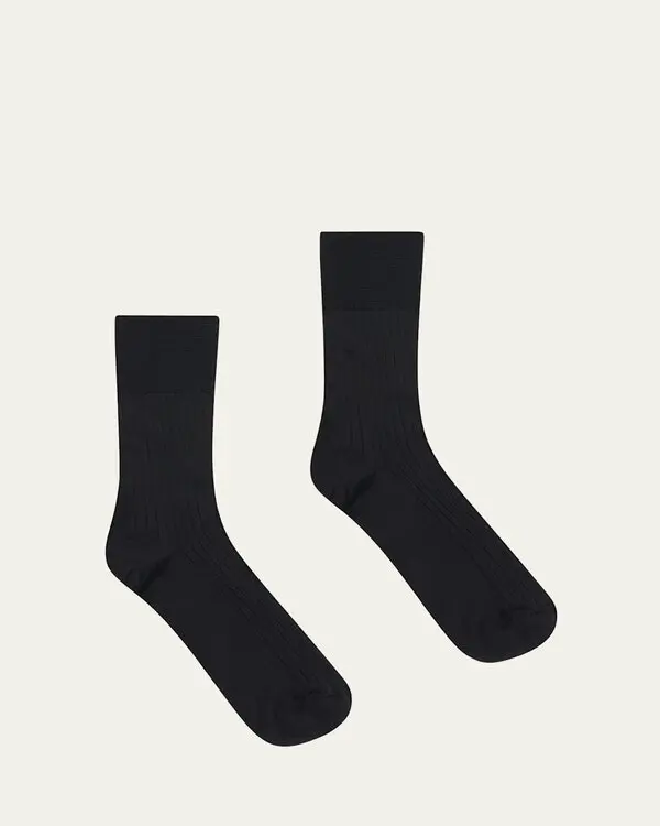 Wolford Cotton Ribbed Crew Socks - Black