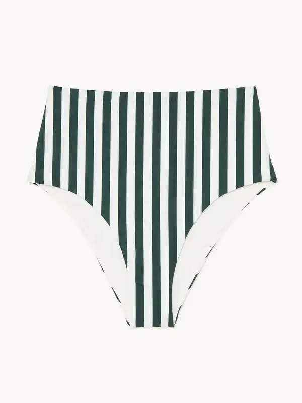 ANEMOS High-waisted Bikini Bottom - Green Vertical Stripe