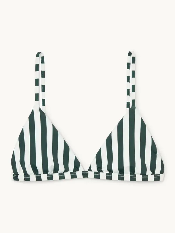 ANEMOS Classic Triangle Bikini Top - Green Vertical Stripe