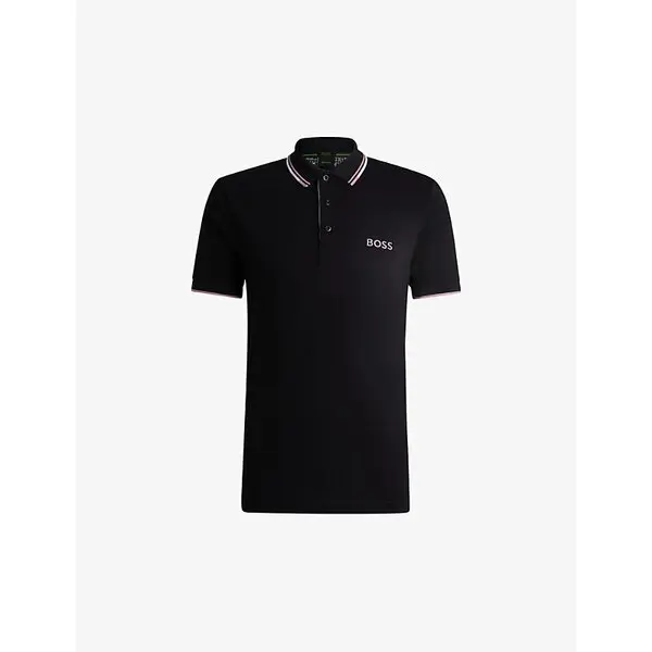 BOSS Logo-embroidered 3d-stripe Stretch Cotton-blend Polo Shirt Xxxl - Dark Blue