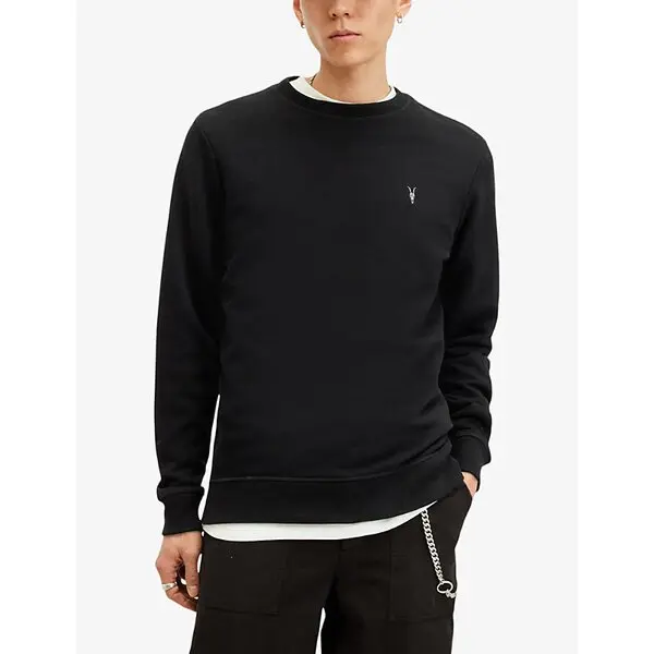 ALLSAINTS Raven Logo-embroidered Cotton Sweatshirt - Black