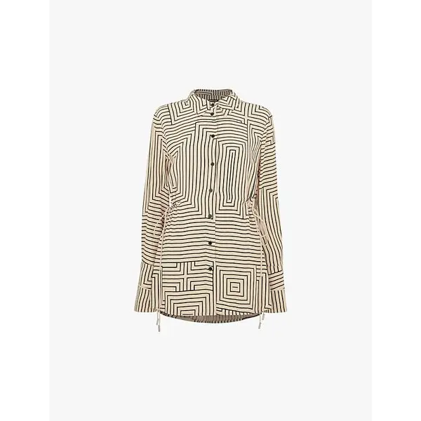 Whistles Angled-stripe Side-tie Woven Shirt