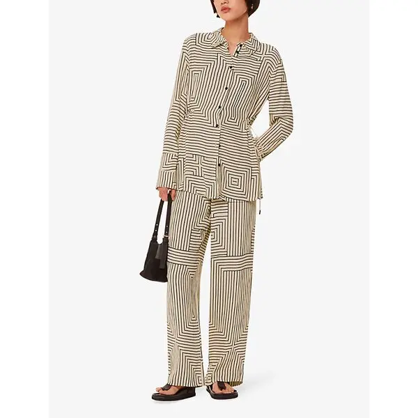 Whistles Angled-stripe Side-tie Woven Shirt
