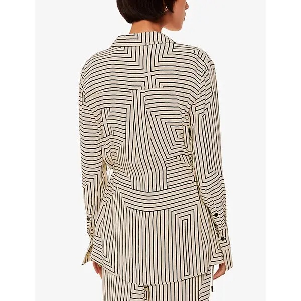 Whistles Angled-stripe Side-tie Woven Shirt