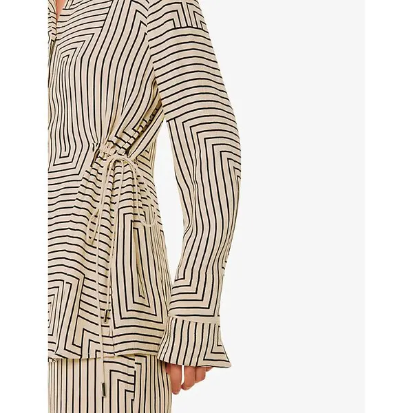 Whistles Angled-stripe Side-tie Woven Shirt