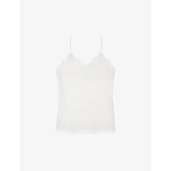 The Kooples Lace-embroidered Silk Top - Ecru