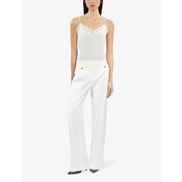 The Kooples Lace-embroidered Silk Top - Ecru
