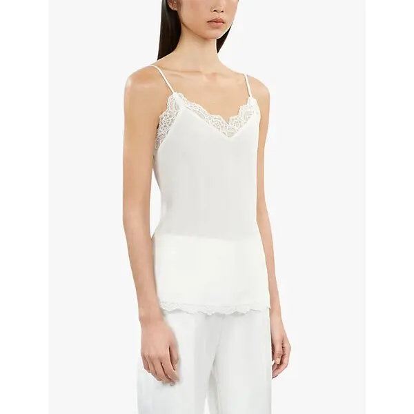 The Kooples Lace-embroidered Silk Top - Ecru