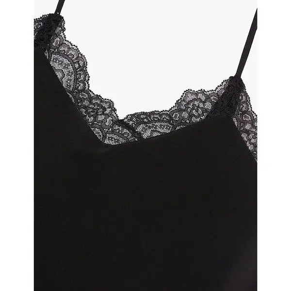The Kooples Lace-embroidered Silk Camisole - Black