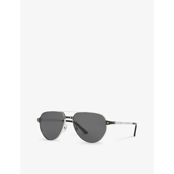 Cartier Ct0425s Pilot-frame Sunglasses - Silver