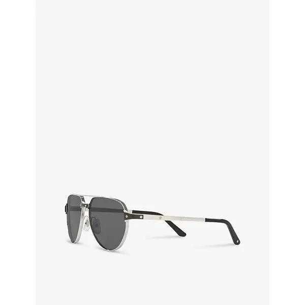 Cartier Ct0425s Pilot-frame Sunglasses - Silver