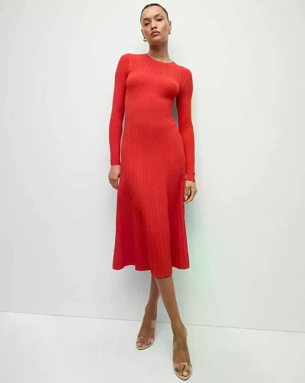 Veronica Beard Nami Knit Dress Poppy 60% Off Editorialist