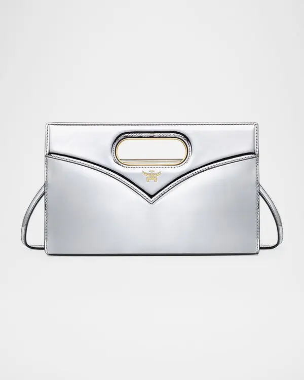 Mcm Diamond Metallic Leather Crossbody Bag - Silver | Editorialist