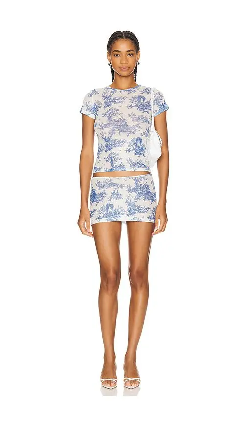 Miaou Printed Mesh Mini Tee - Blue