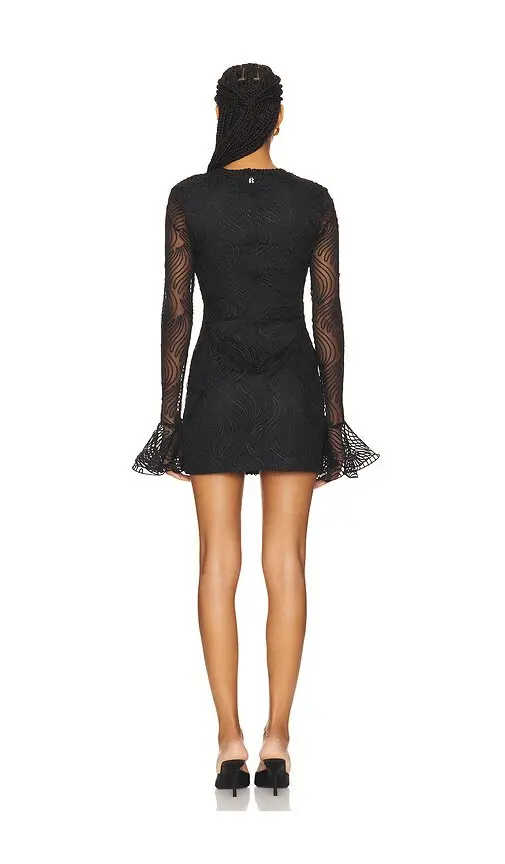ROTATE BY BIRGER CHRISTENSEN Jacquard Mesh Mini Dress With Flounce Hem