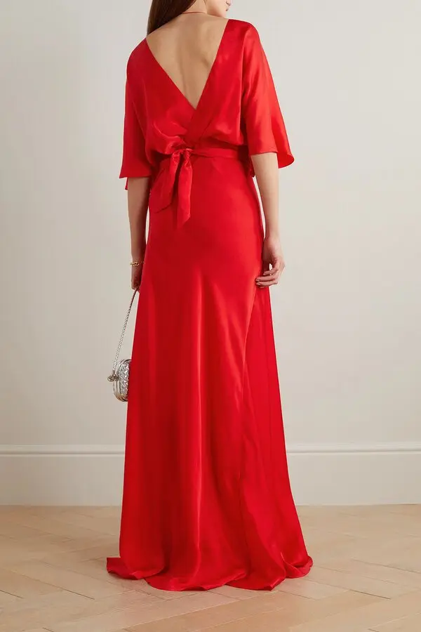 CORTANA Martina Open-back Draped Maxi Wrap Dress