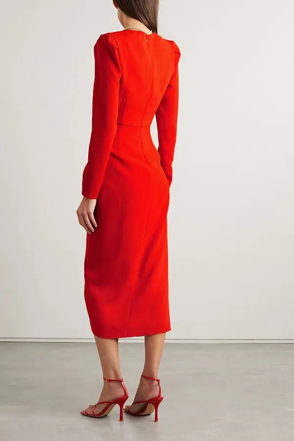 SELF-PORTRAIT Gathered Crepe Midi Dress