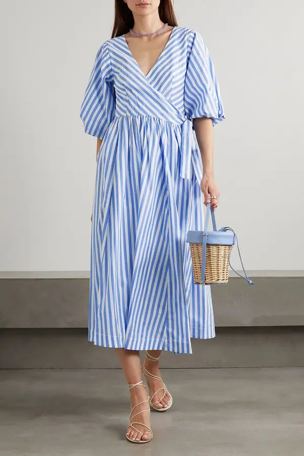 white christmas dresses Ribbon Wrap Dress in Cotton Poplin White / 4 main image 0