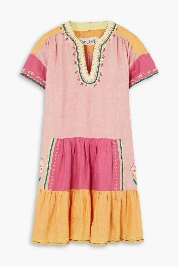 knee length dresses for ladies Saloni Rita Crinkled Printed Silk Maxi Dress main image 1