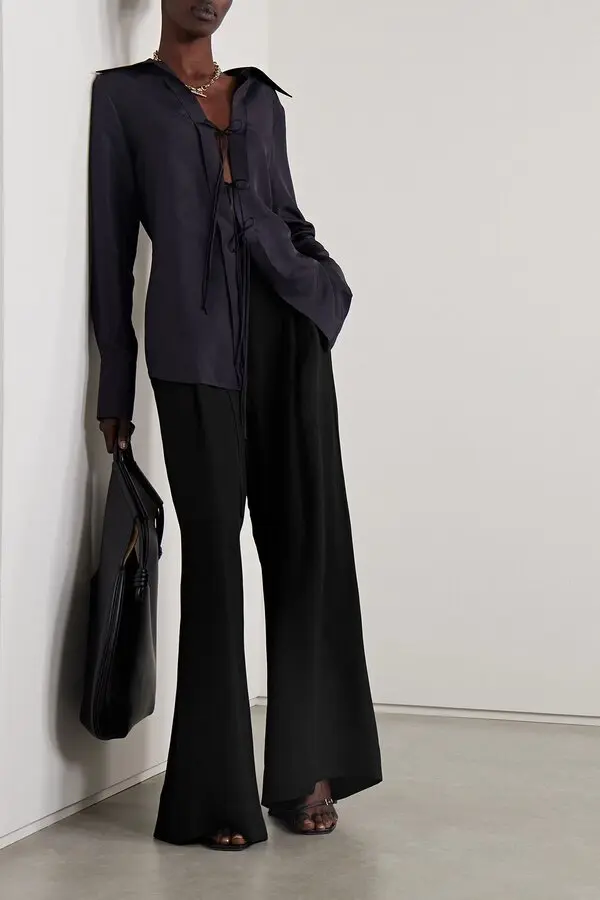 Ulla Johnson Lydia Belted Pleated Wide-leg Crepe Pants
