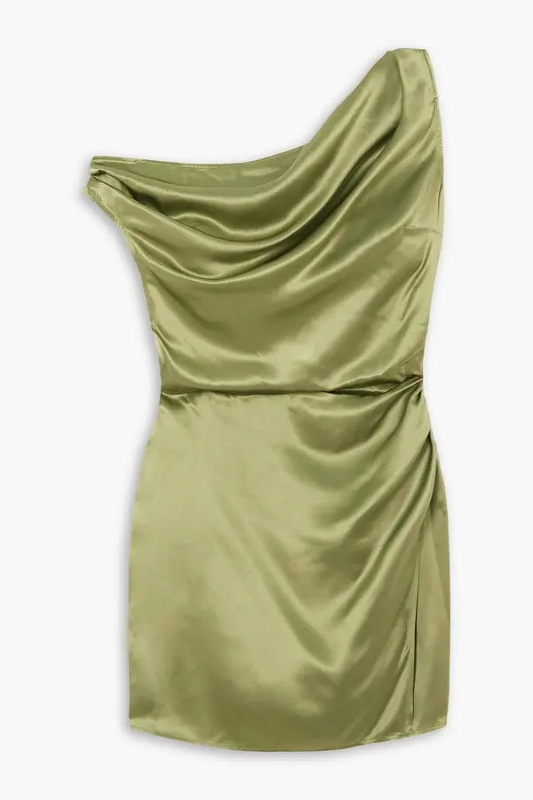 Reformation Alanis One-Shoulder Silk Mini Dress In Sage Green - 85% Off |  Editorialist