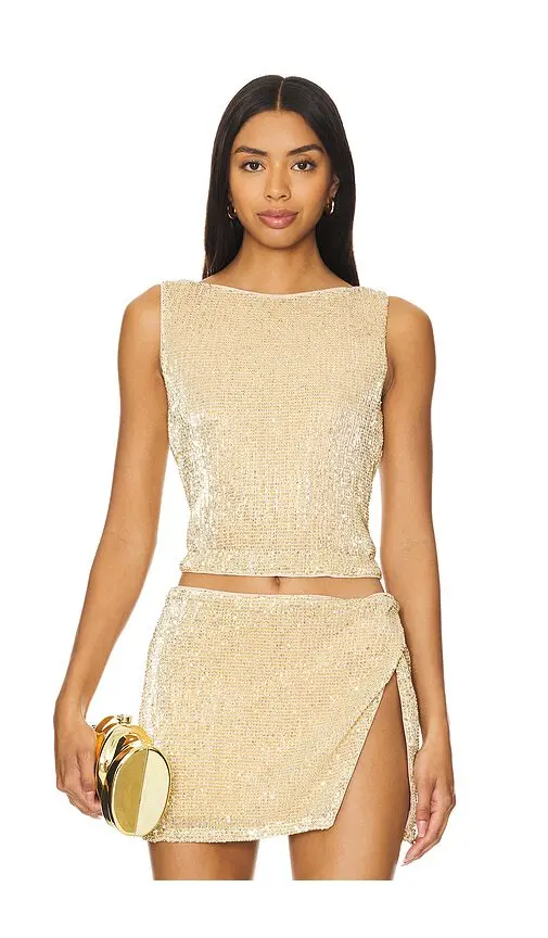 LOVERS AND FRIENDS Selma Embellished Top - Gold