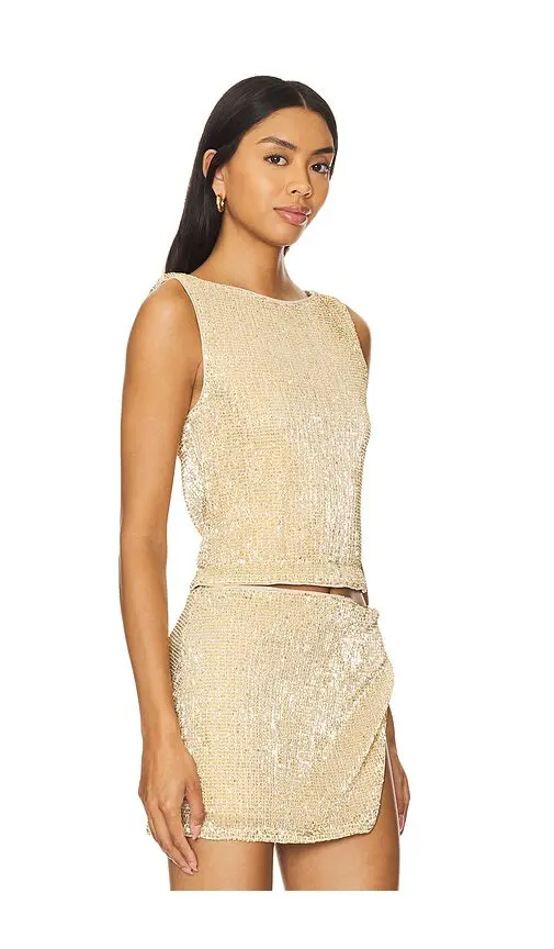 LOVERS AND FRIENDS Selma Embellished Top - Gold