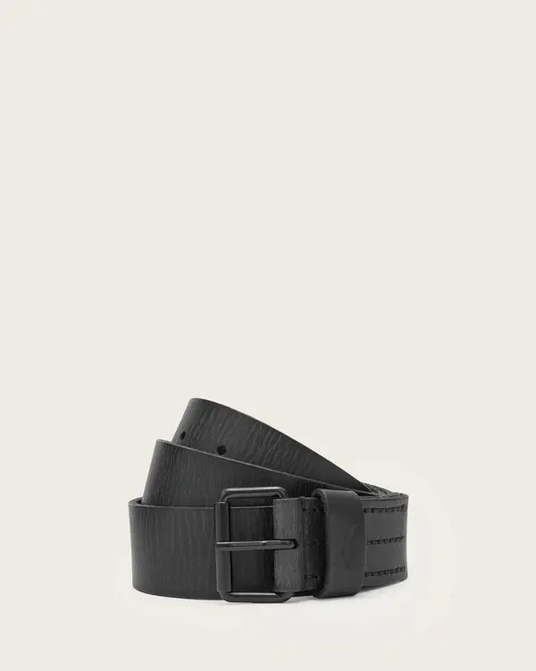 ALLSAINTS Leather Belt With Embossed Logo - Black