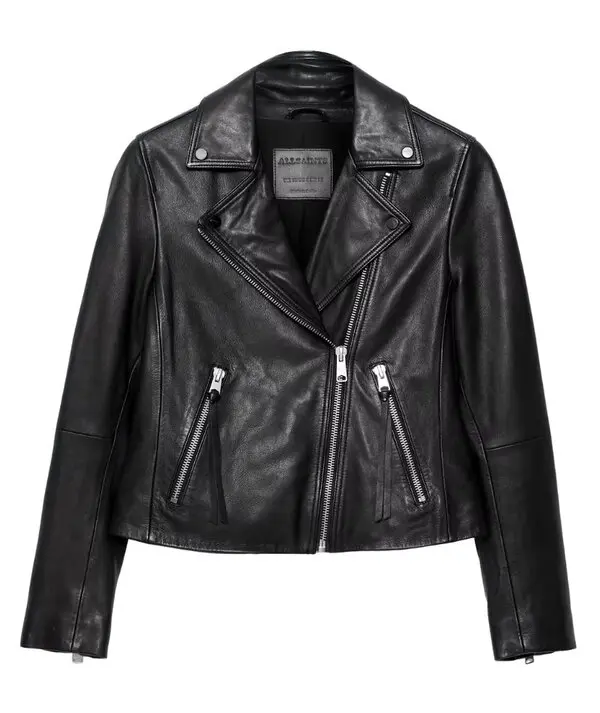 ALLSAINTS Dalby Slim Fit Leather Biker Jacket - Black