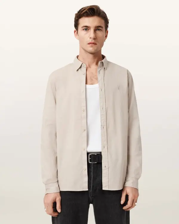 ALLSAINTS Hawthorne Ramskull Stretch Fit Shirt - White