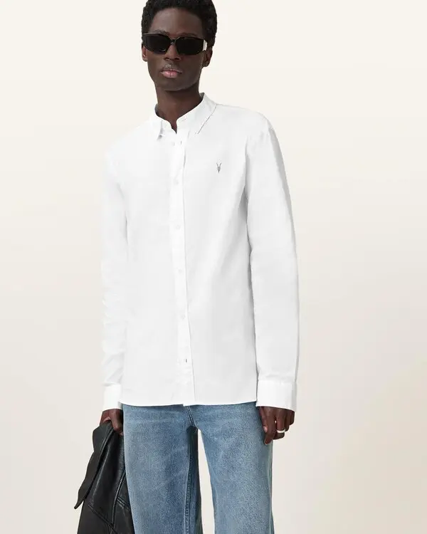 ALLSAINTS Hawthorne Ramskull Stretch Fit Shirt - White