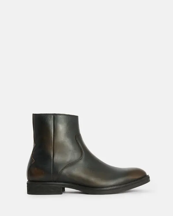 ALLSAINTS Lang Leather Boots - Dark Brown