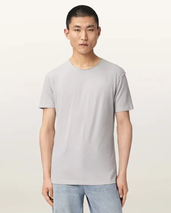 ALLSAINTS Figure Crew Neck Raw Edge T-shirt - Grey