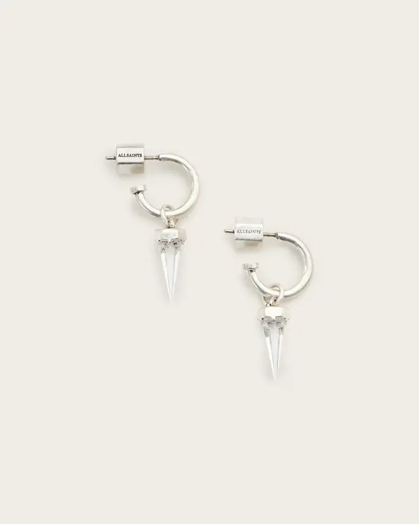 ALLSAINTS Laio Spike Hoop Earrings - Silver/clear
