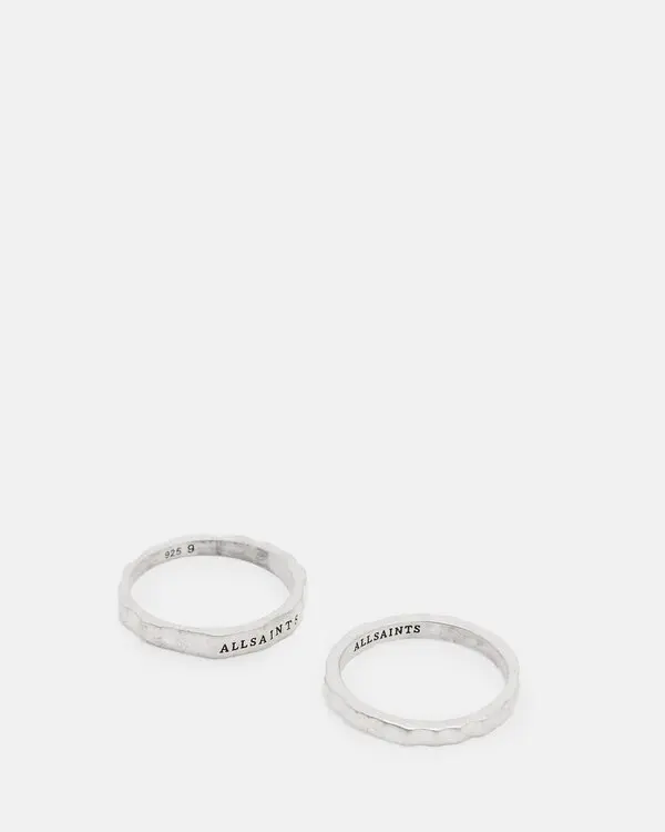 ALLSAINTS Josh Sterling Ring Set - Warm Silver