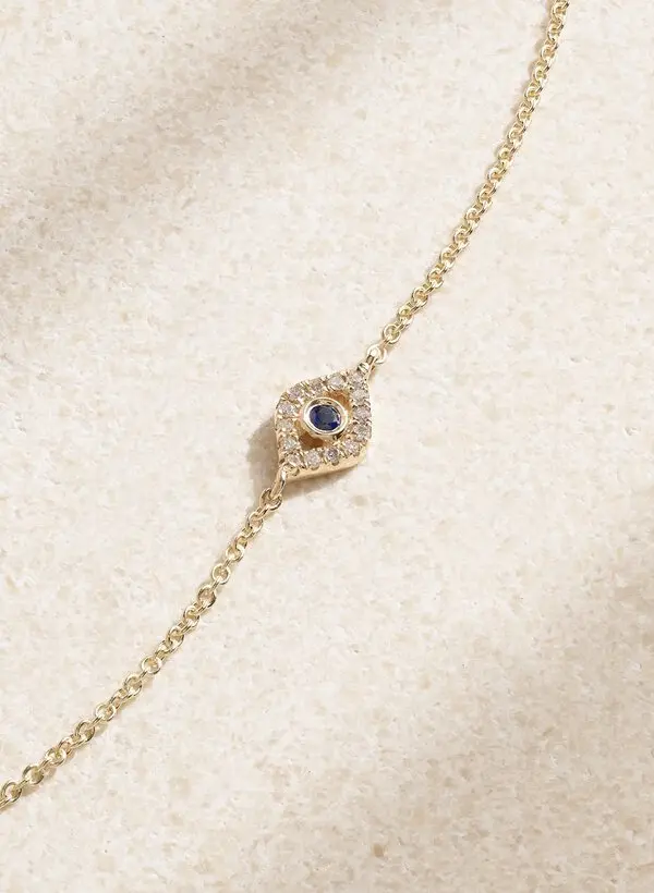 SYDNEY EVAN 14-karat Diamond And Sapphire Evil Eye Bracelet