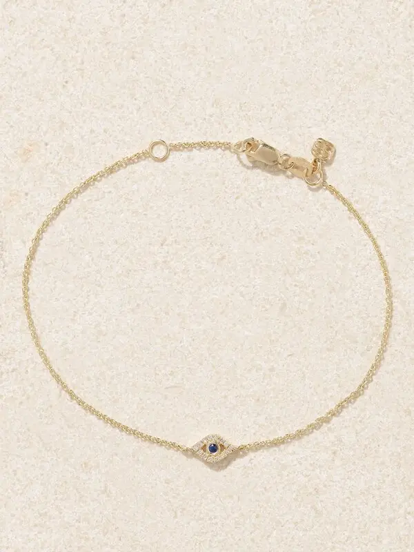 SYDNEY EVAN 14-karat Diamond And Sapphire Evil Eye Bracelet