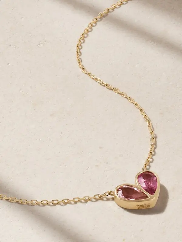 GEMELLA JEWELS Sweetheart 18-karat Gold Tourmaline Necklace - Pink