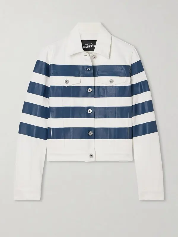 Jean Paul Gaultier Striped Denim Trucker Jacket
