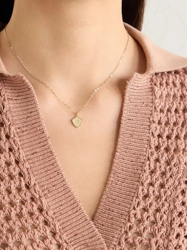 STONE AND STRAND Mini Shield 10-karat Necklace