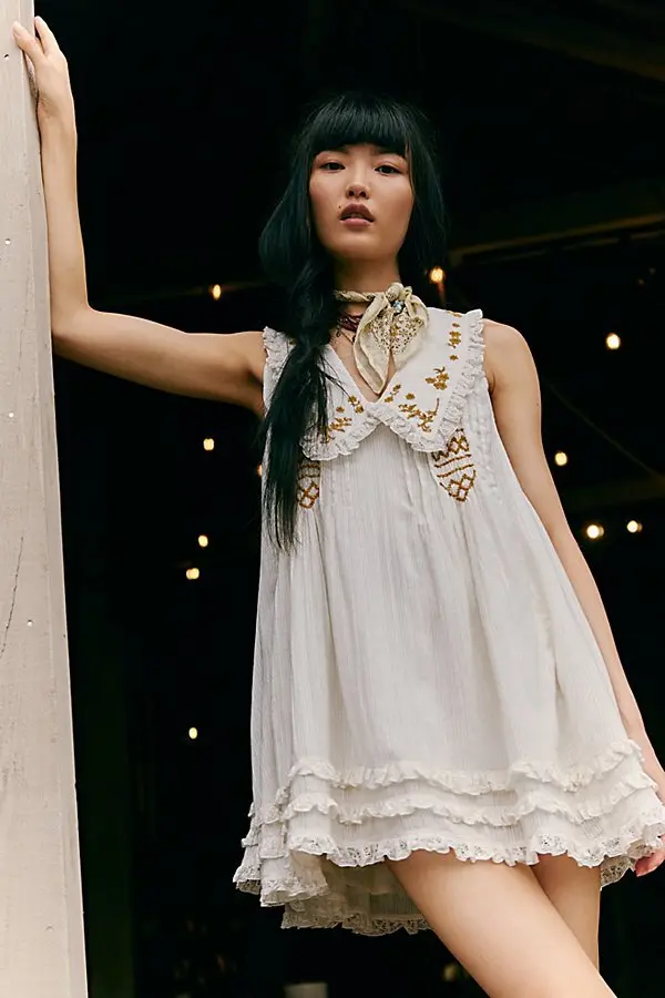 Free People Love Again Mini Dress In Whisper White - 41% Off | Editorialist