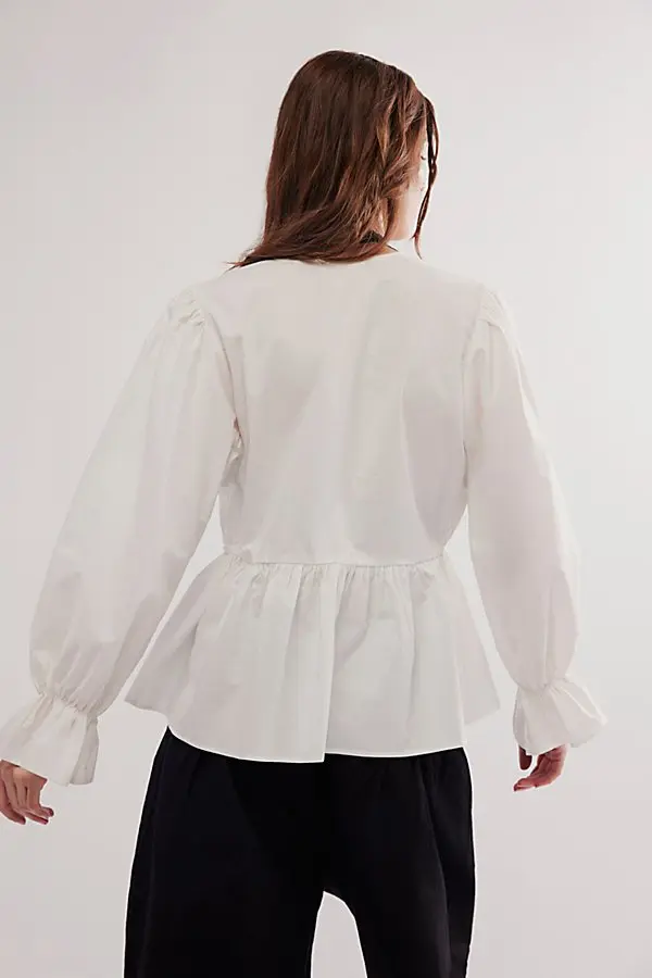 NIGEL PRESTON Poplin Cinched Top