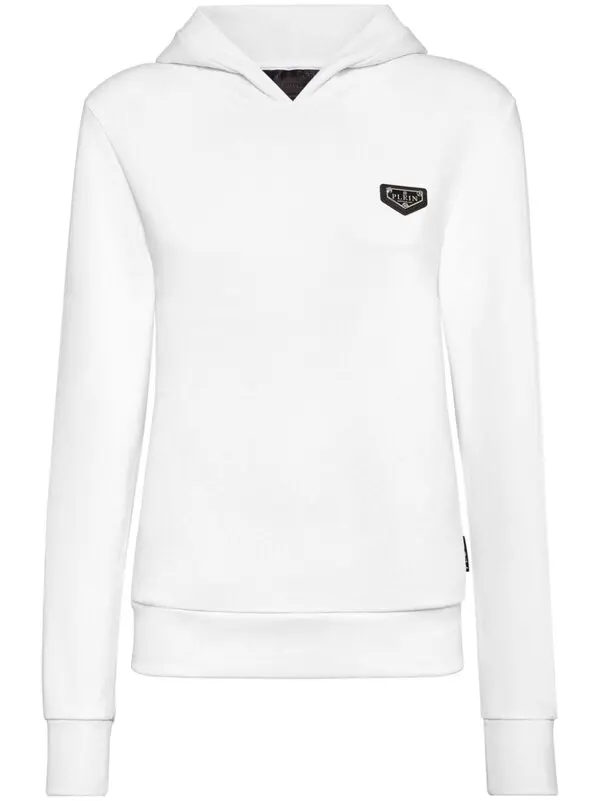 Philipp Plein Logo Plaque Hoodie - White