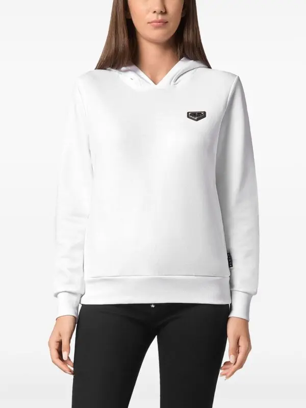 Philipp Plein Logo Plaque Hoodie - White