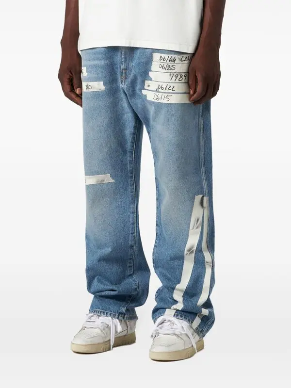 1989 STUDIO Tape Print Straight Leg Jeans