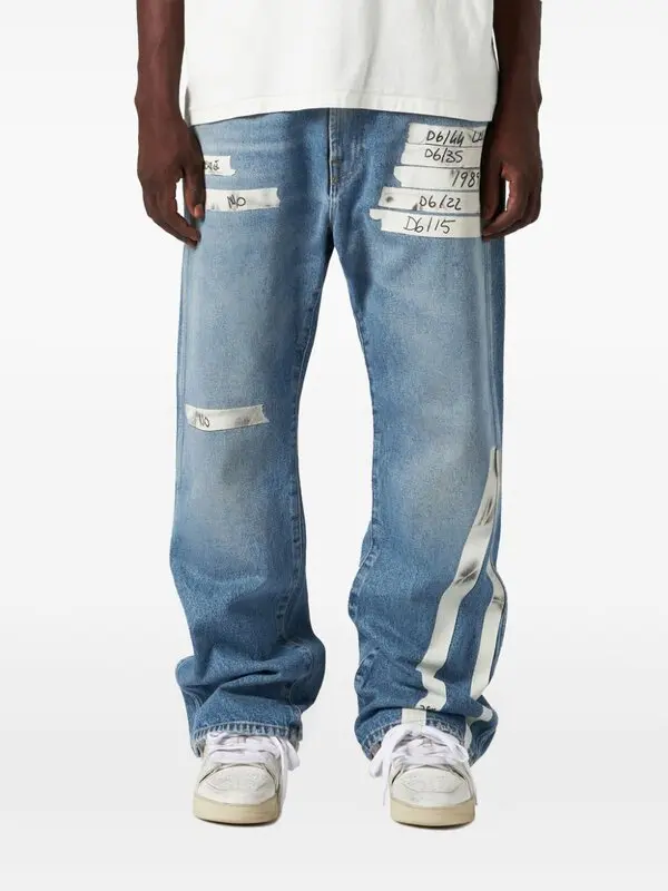 1989 STUDIO Tape Print Straight Leg Jeans
