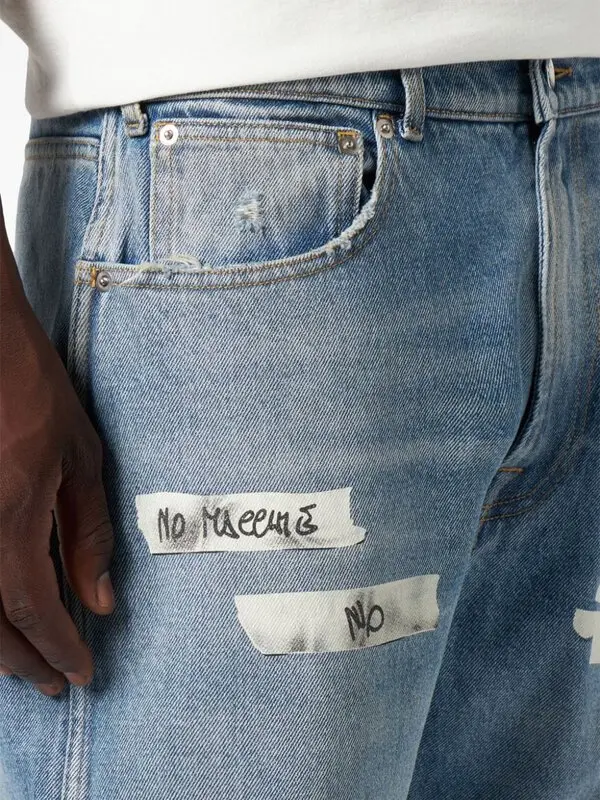 1989 STUDIO Tape Print Straight Leg Jeans