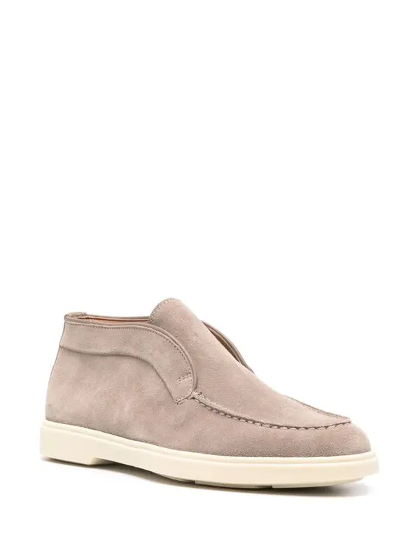 Santoni Suede Slip-on Boots - Brown